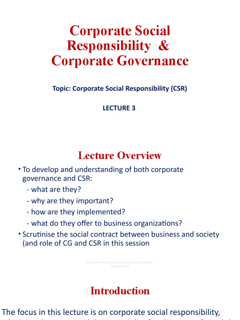 Corporate Social Responsibility Corporate Governance Pdf