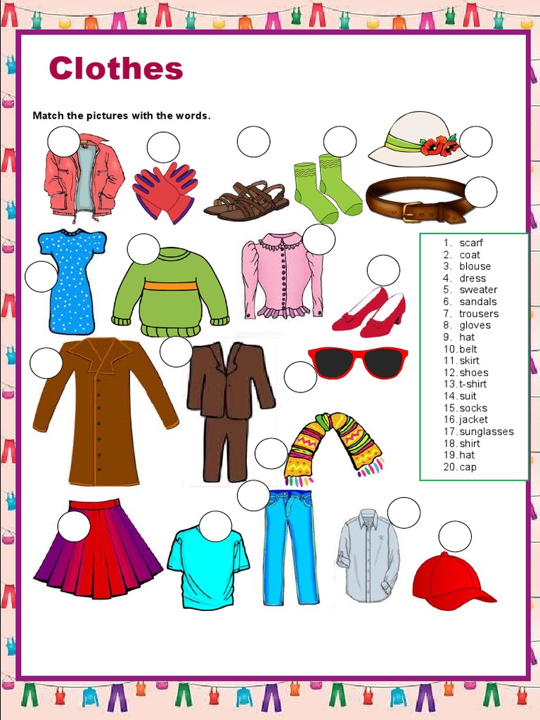 Clothes: Match The Pictures With The Words | PDF | Softlines (Retail ...