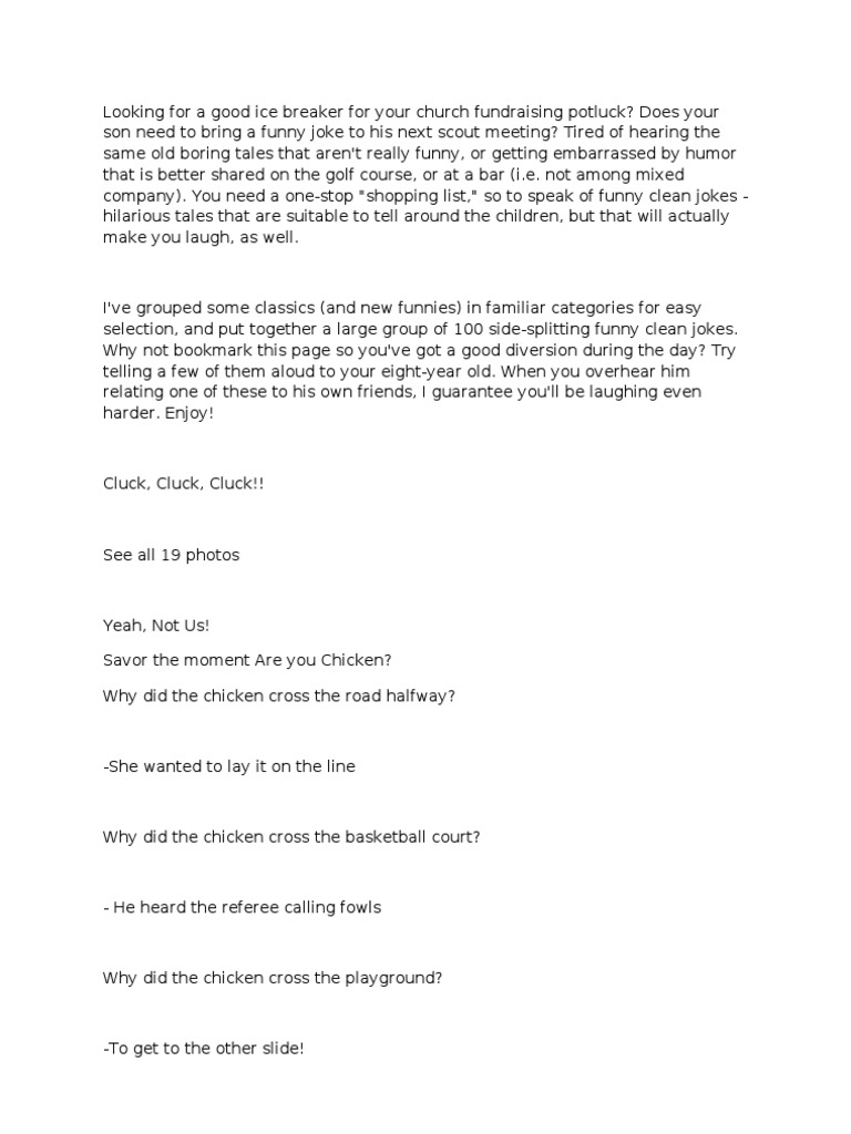 100 Clean Jokes | PDF | Jokes