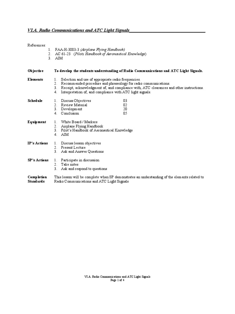 Radio & ATC Light Signals Guide | PDF | Air Traffic Control ...