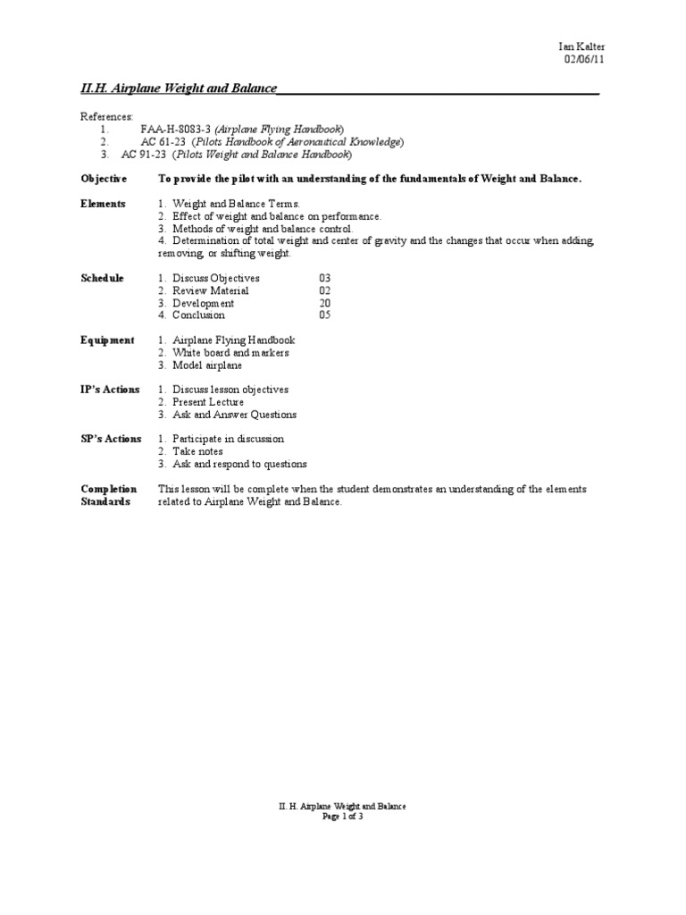 Airplane Weight and Balance | PDF | Aerospace Engineering | Aerospace