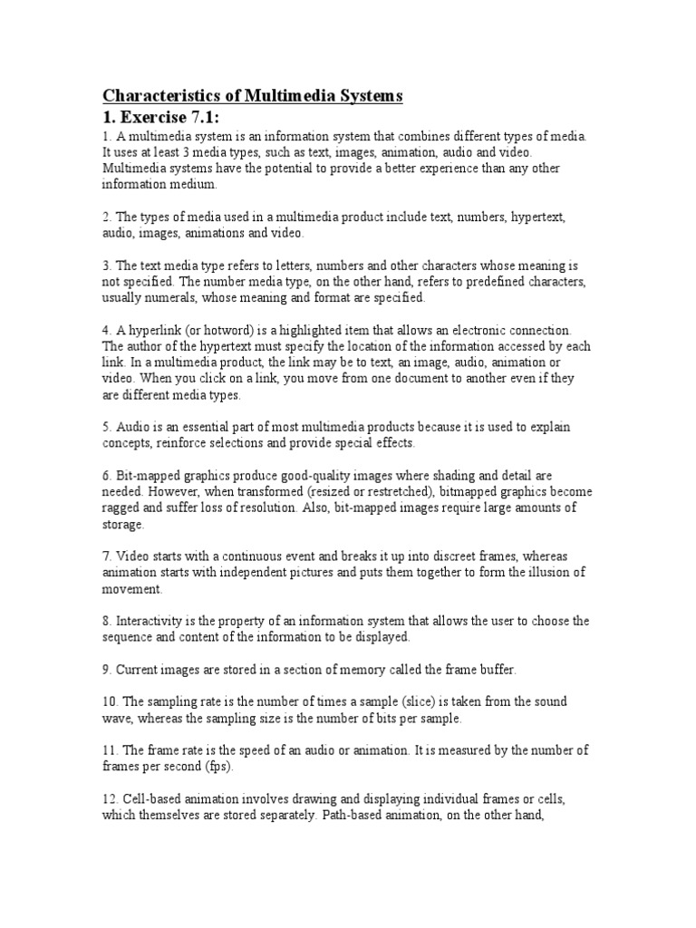 Characteristics of Multimedia Systems | PDF | Multimedia | Video