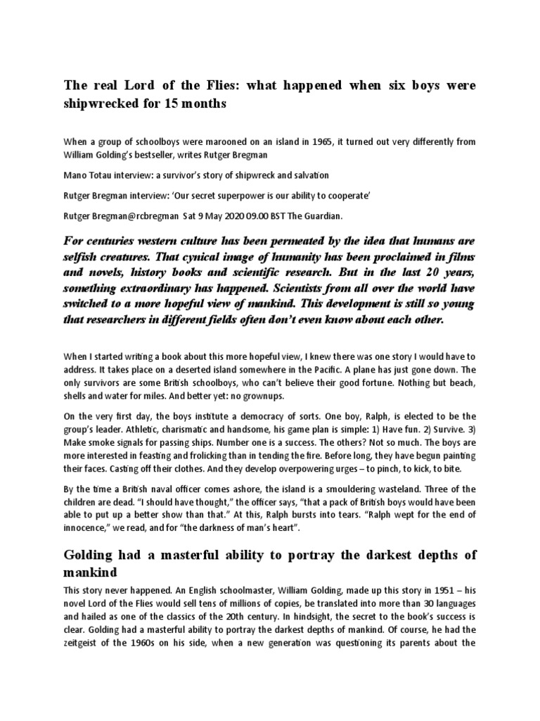 The Real Lord of The Flies: What Happened When Six Boys Were ...