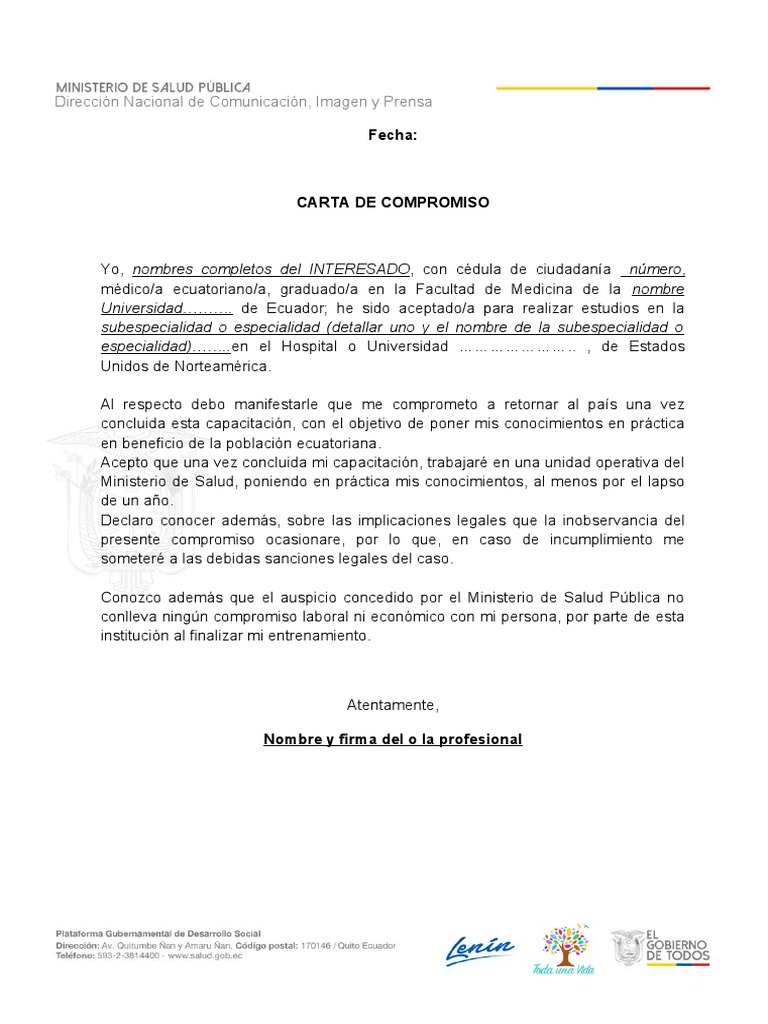 Carta Compromiso Especialización Exterior | PDF