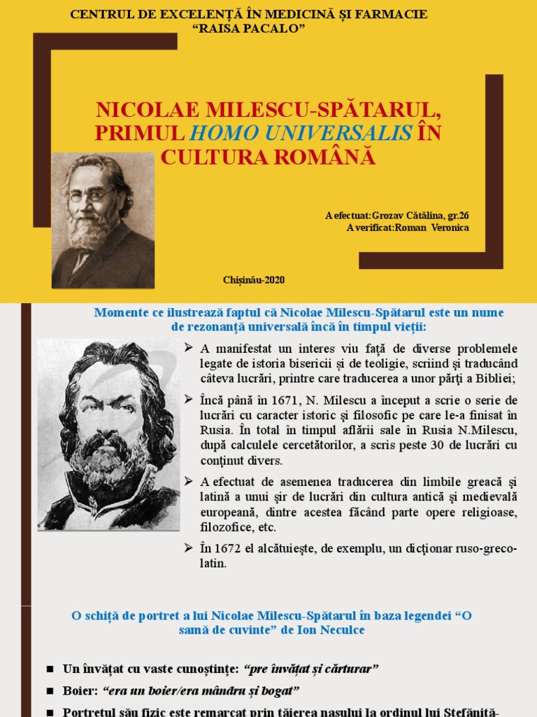 Nicolae Milescu-Spătarul, Primul Homo Universalis În Cultura Română | PDF