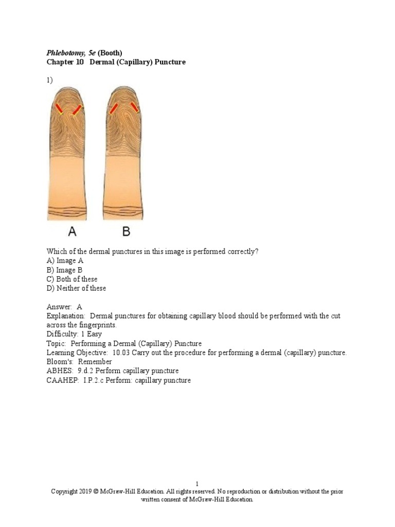 Chapter 10 Dermal (Capillary) Puncture: Phlebotomy, 5e (Booth) | PDF ...