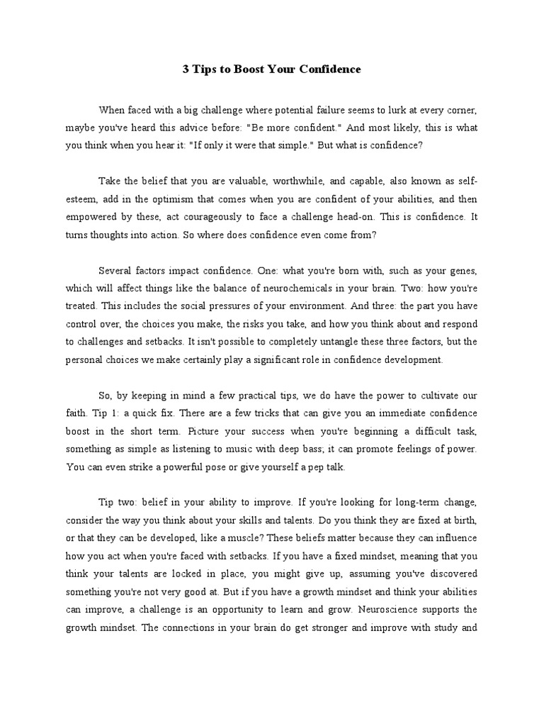 3 Tips To Boost Your Confidence | PDF | Mindset | Behavioural Sciences