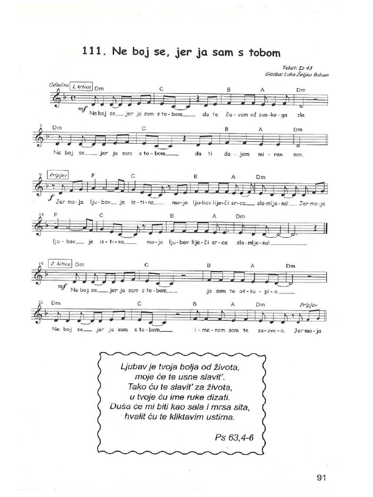 Ne Boj Se Jer Ja Sam S Tobom - Jednoglasno PDF | PDF