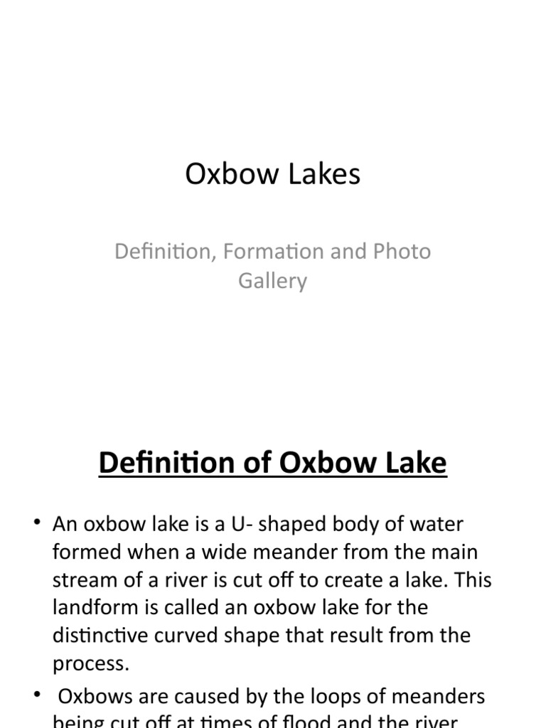 Oxbow Lakes: Definition, Formation and Photo Gallery | PDF