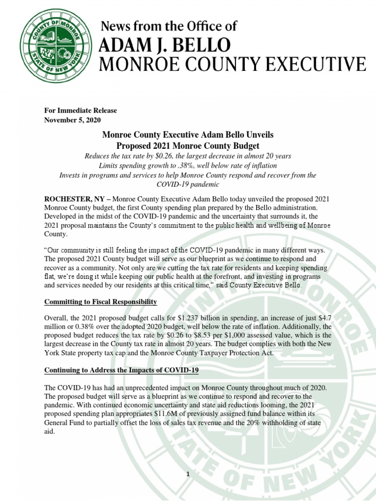 11.5.2020 Proposed Monroe County Budget | PDF | Inclusion (Education ...