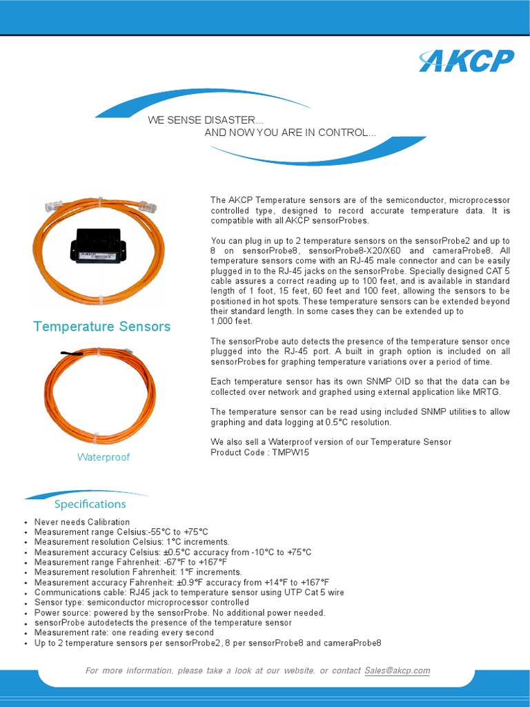 Temperature Sensors: Specifications | Download Free PDF | Thermometer ...