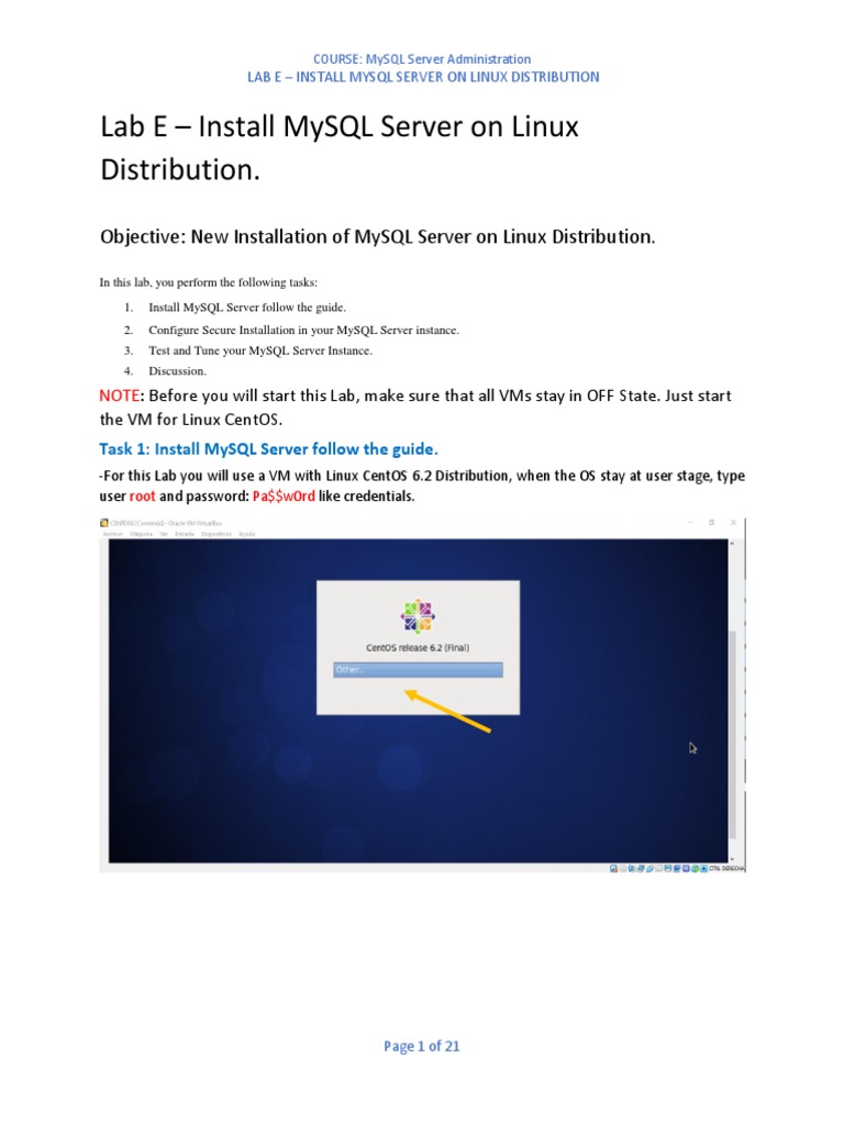 Lab E - Install Mysql Server On Linux Distribution | Download Free PDF | Superuser | Linux
