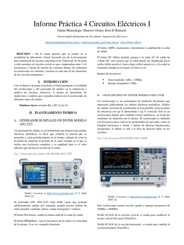 Informe Práctica 4 Circuitos Eléctricos I Pdf Pdf Condensador
