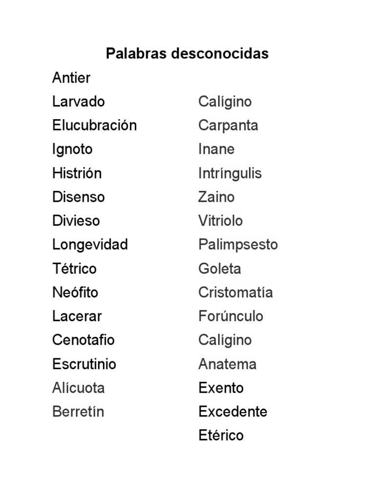 Palabras Desconocidas | PDF