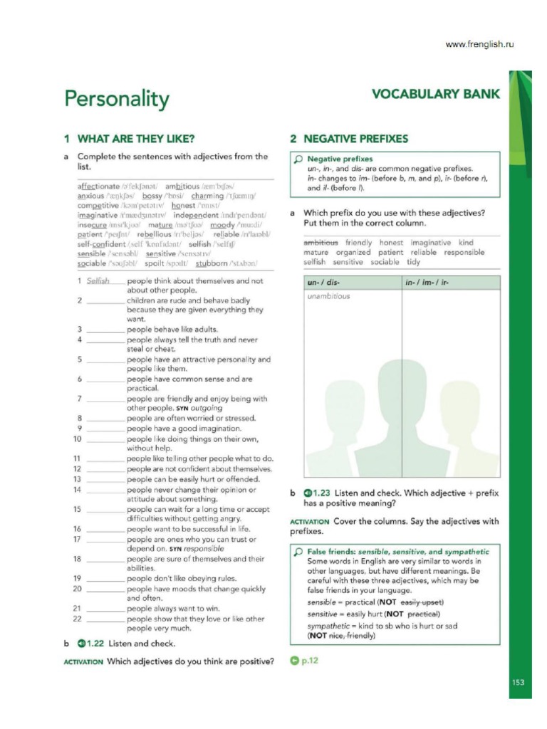 Personality - Vocabulary and Writing | PDF