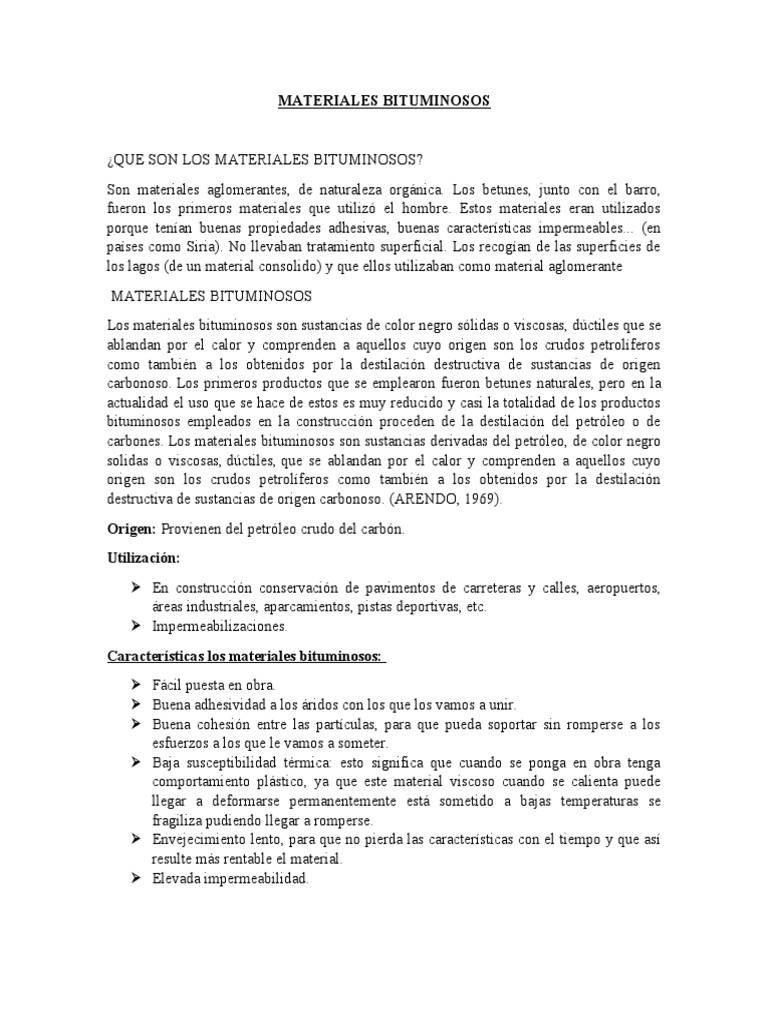Los materiales bituminosos: propiedades, usos y aplicaciones en la ...