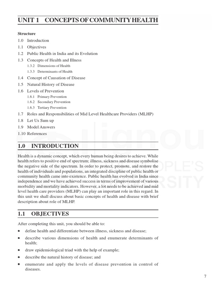 IGNOU Block 1 Unit 1 Concepts of Community Health | PDF | Preventive ...