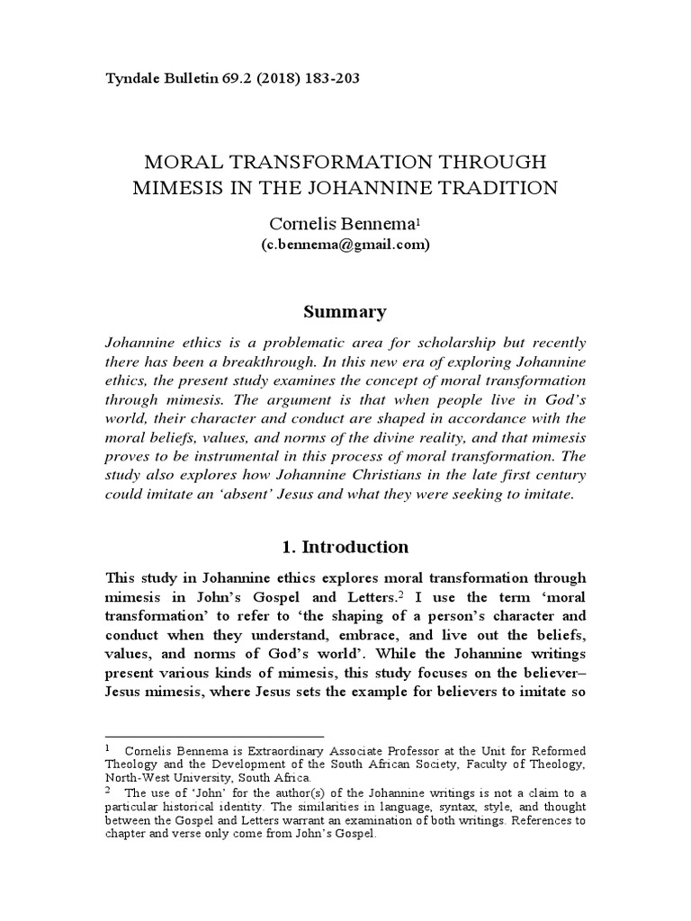 Moral Transformation Through Mimesis in PDF | PDF | Gospel Of John ...