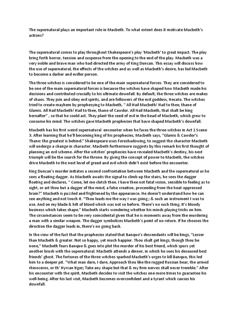 Supernatural Essay | PDF | Macbeth
