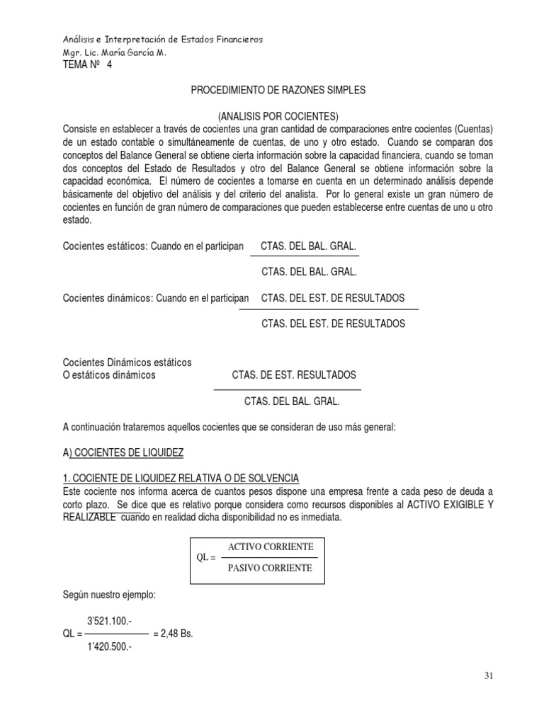 Tema #4 - Procedimiento de Razones Simples | PDF | Capital de trabajo ... Tema #4 - Procedimiento de Razones Simples | PDF | Capital de trabajo ...