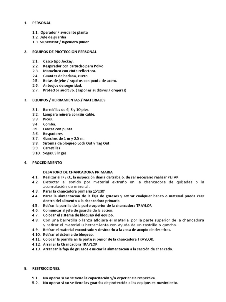 Desatoro de Chancado Primario | PDF | Hogar, jardinería y bricolaje ...