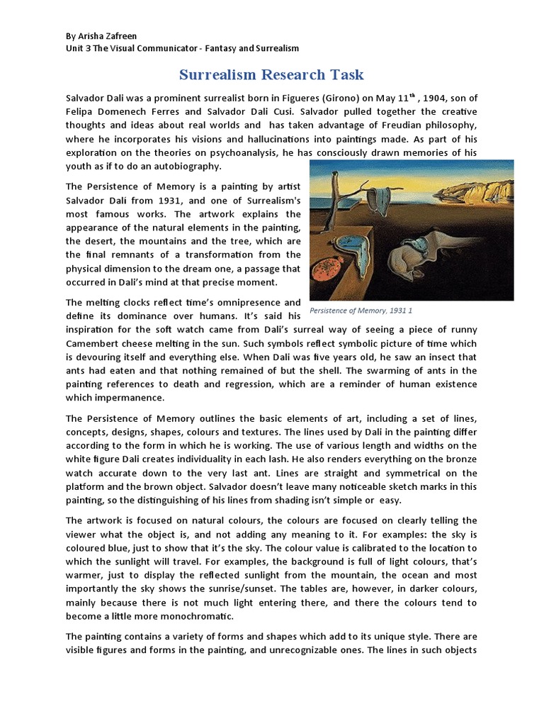 Surrealism Research Task | PDF | Salvador Dalí | Paintings