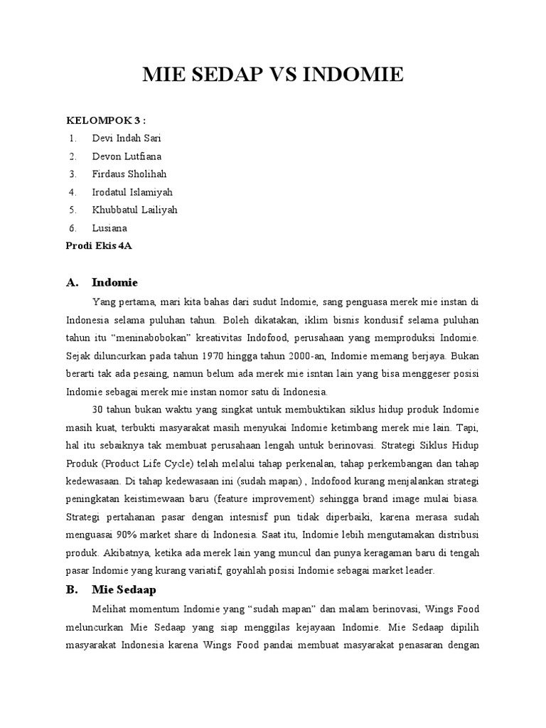Mie Sedap VS Indomie | PDF
