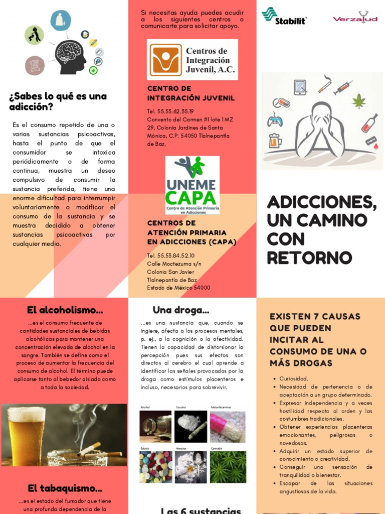 Adicciones Tríptico | PDF | Nicotina | Alcoholismo