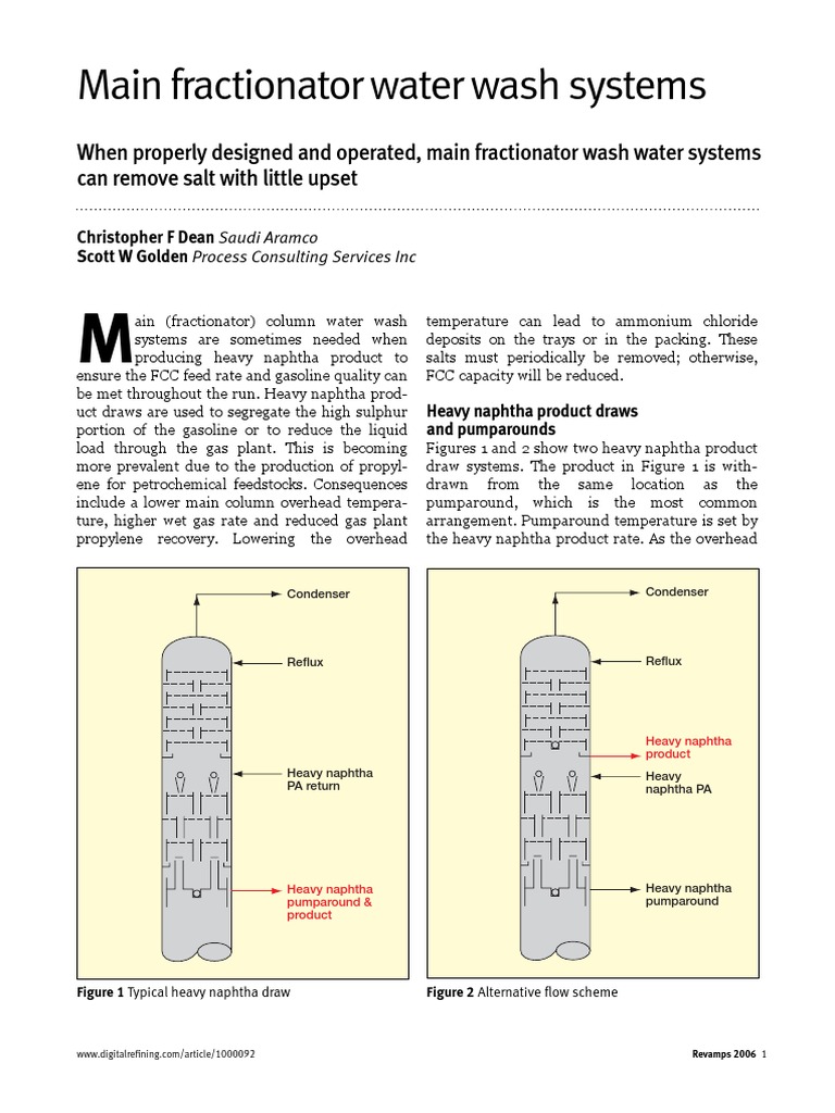 Main Fractionator Water Wash Systems PTQ REVAMPS 2006 PDF | PDF ...