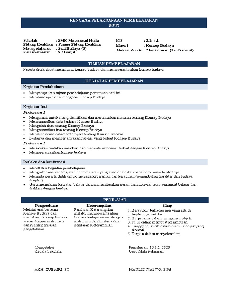 RPP Konsep Budaya | PDF
