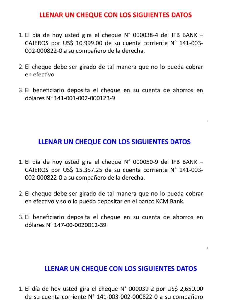 Ejercicios Cheque - Letra - Pagare | PDF | Cheque | Pagaré