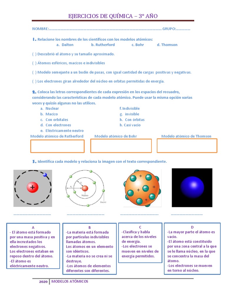Modelos Atomicos Actividad 1 | PDF | Átomos | Núcleo atómico