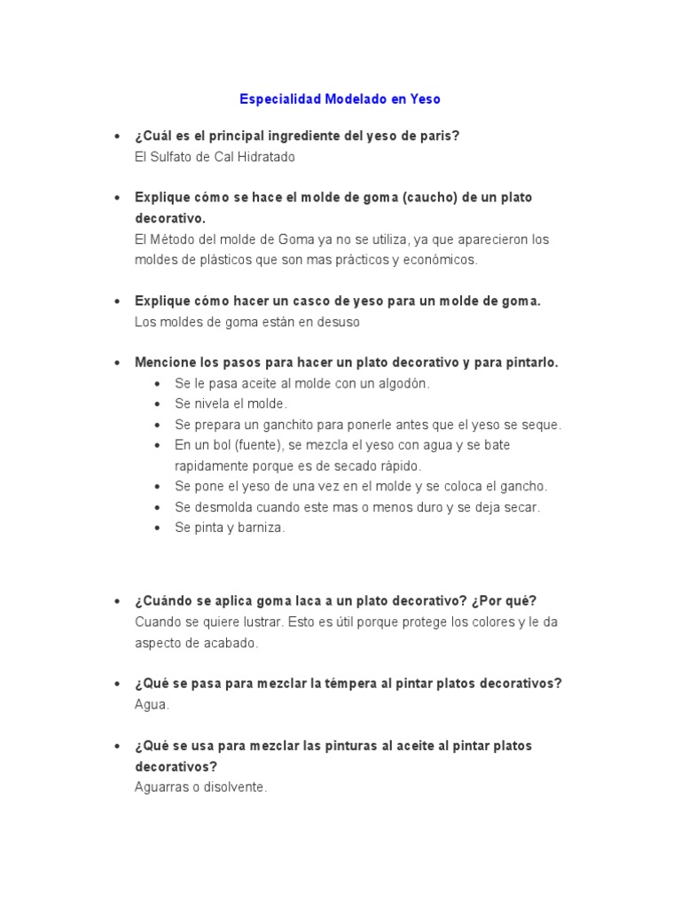 Especialidad Modelado en Yeso | PDF