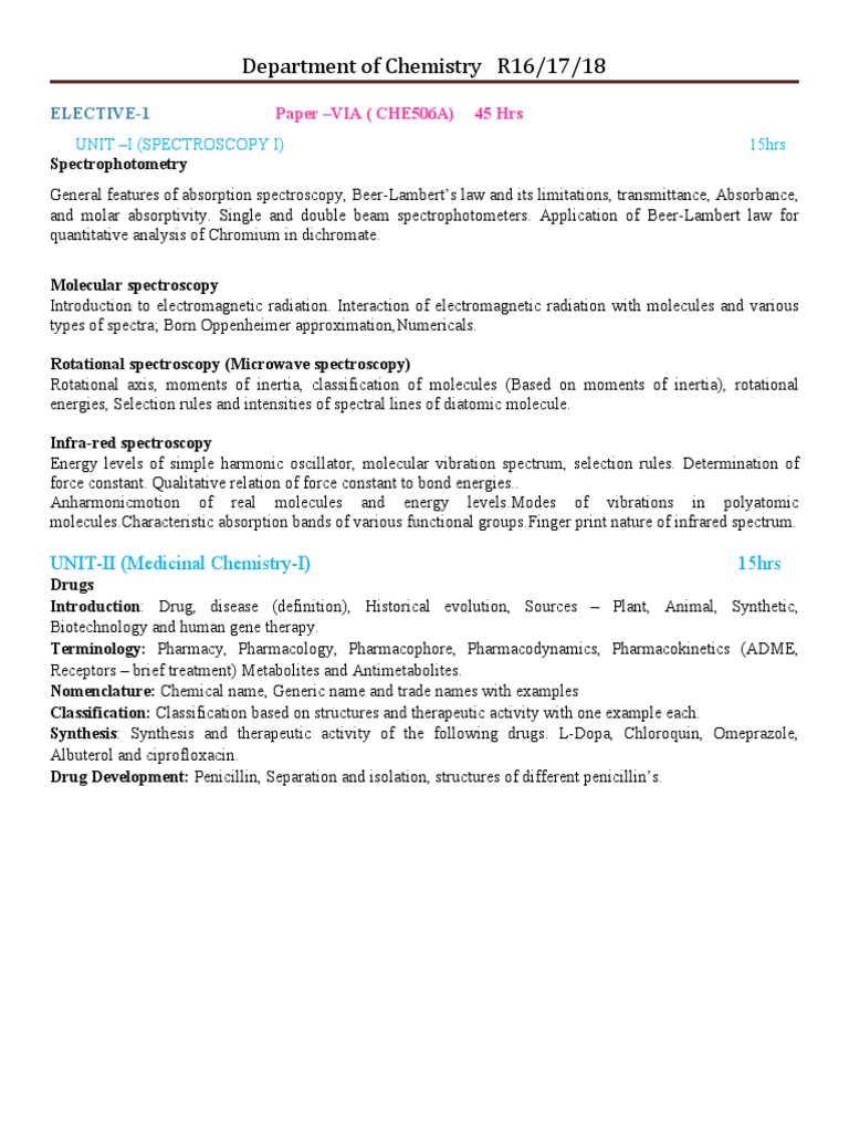 Spec, Drugs and Chroma Syllabus | PDF | Spectroscopy | Chromatography