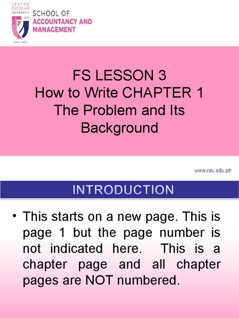 FS Lesson 3 How To Write Chapter 1 | PDF | Sampling (Statistics ...