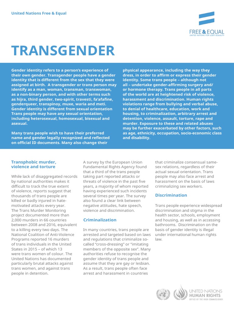 Transgender: United Nations Free & Equal | Download Free PDF ...