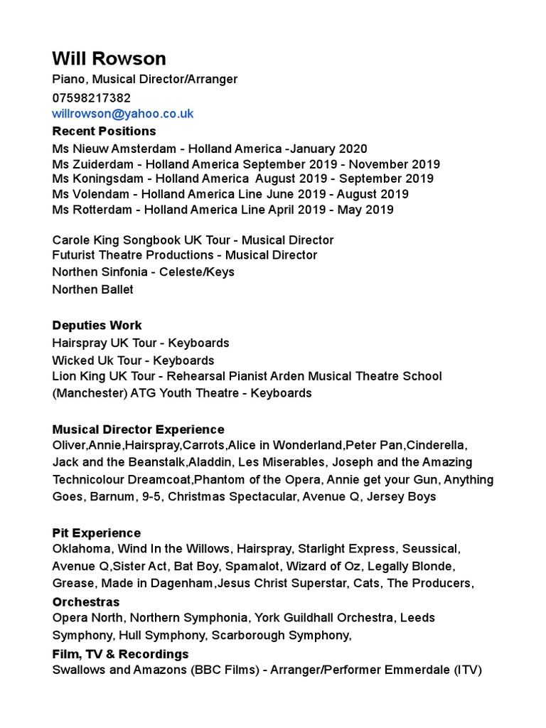 Will Rowson: Willrowson@yahoo - Co.uk | PDF