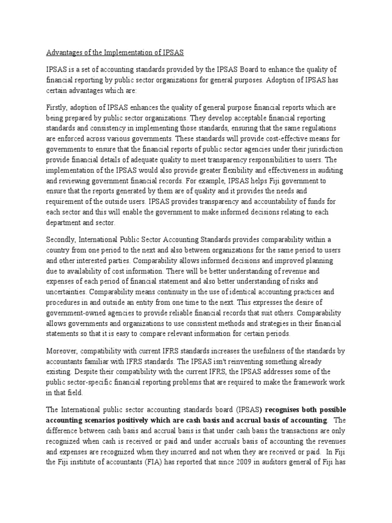 Advantages of The Implementation of IPSAS | PDF | Financial Statement ...