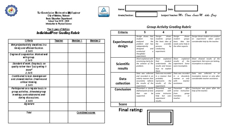 Individual/Peer Grading Rubric Group Activity Grading Rubric | PDF ...