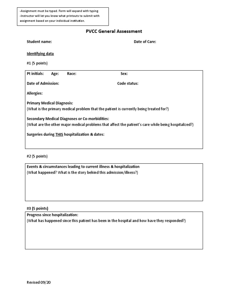 General Assessment Template | PDF | Medical Diagnosis | Pain