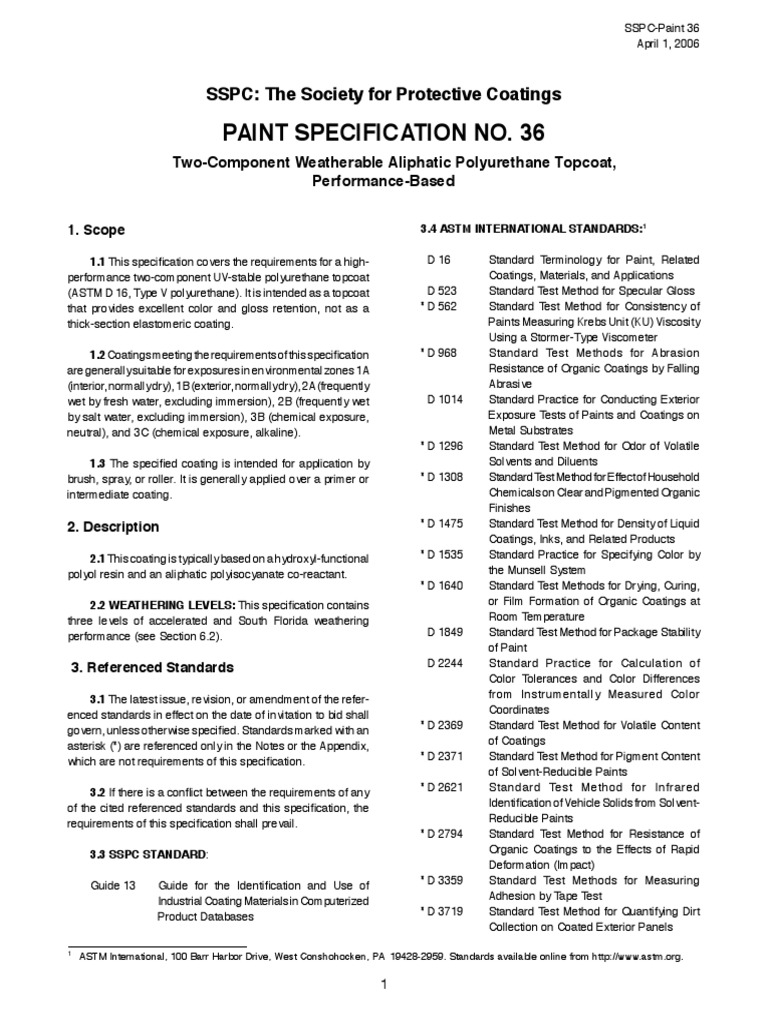 Paint Specification No. 36: SSPC: The Society For Protective Coatings ...