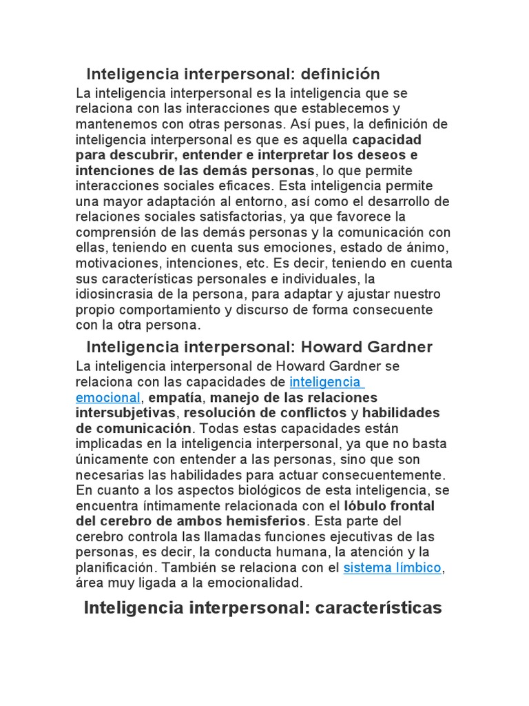 Inteligencia Interpersonal | Descargar gratis PDF | Inteligencia | Empatía