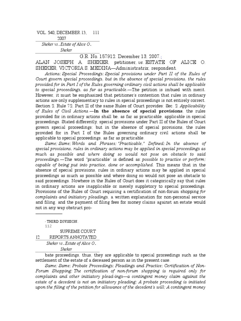 11 Sheker Vs Estate of Sheker | PDF | Probate | Pleading
