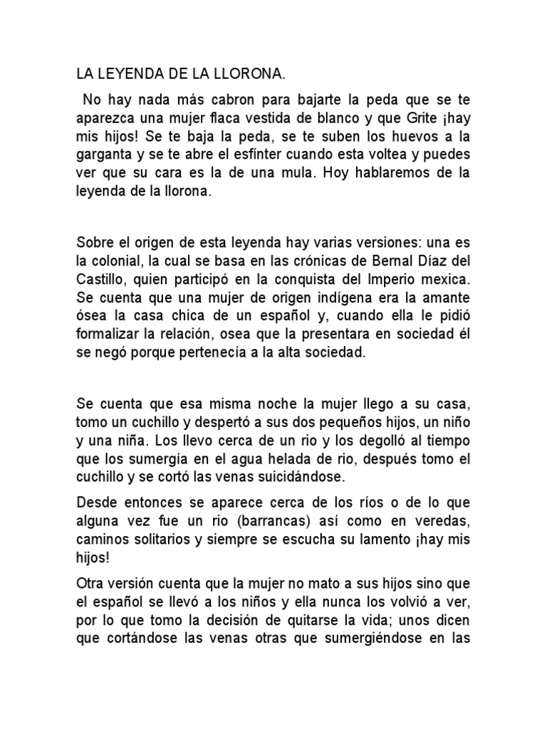 La Leyenda de La Llorona | PDF | Violencia