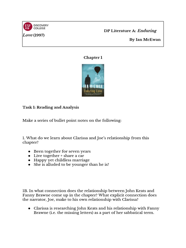 Enduring Love ch1 - Analysis | PDF