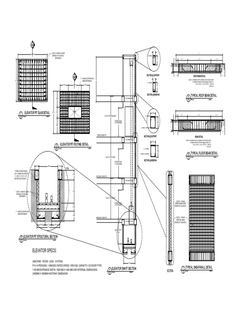 Typical Roof Beam Detail: Elevator Specs | PDF | Elevator | Beam ...