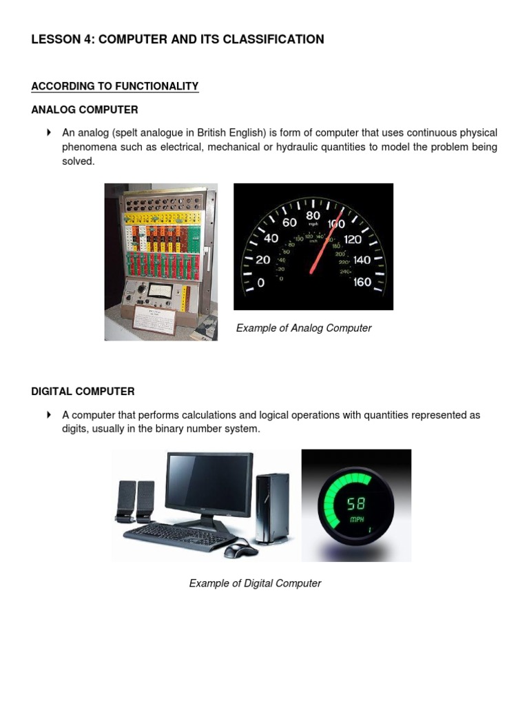 Lesson 4 Computer and Its Classifications | PDF | Mainframe Computer ...