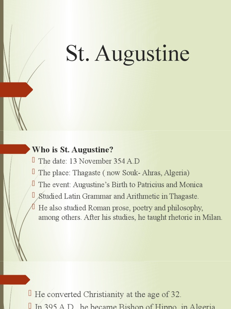 ST Augustine | PDF | Augustine Of Hippo | Religious Faiths