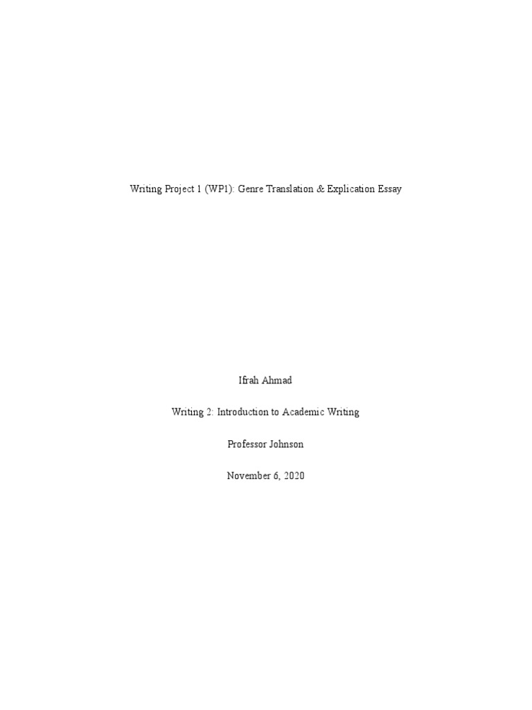 Final wp1 Genre Translation Explication Essay | PDF | Rhetoric | Genre