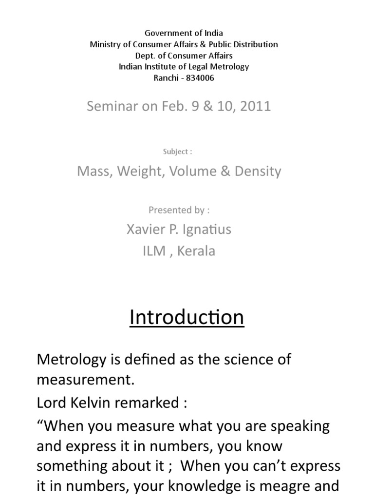 Legal Metrology Seminar Insights | PDF | Density | Weight